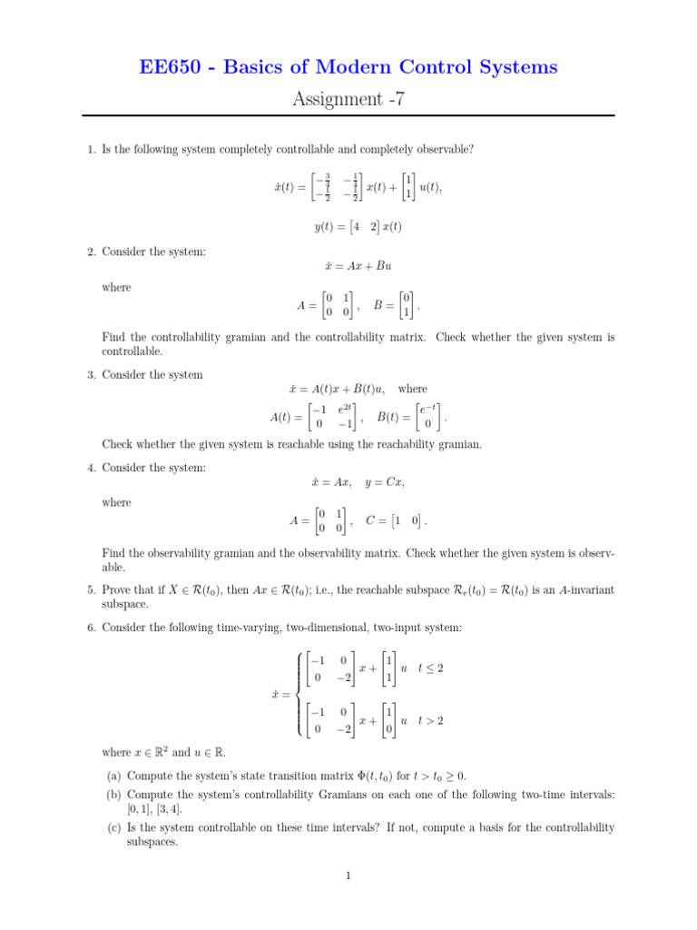 EE650 - Assignment No 7 | PDF | Mathematics | Mathematical Analysis