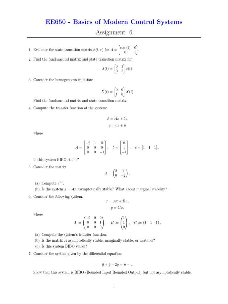 EE650_Assignment No 6 | PDF | Differential Calculus | Differential Equations