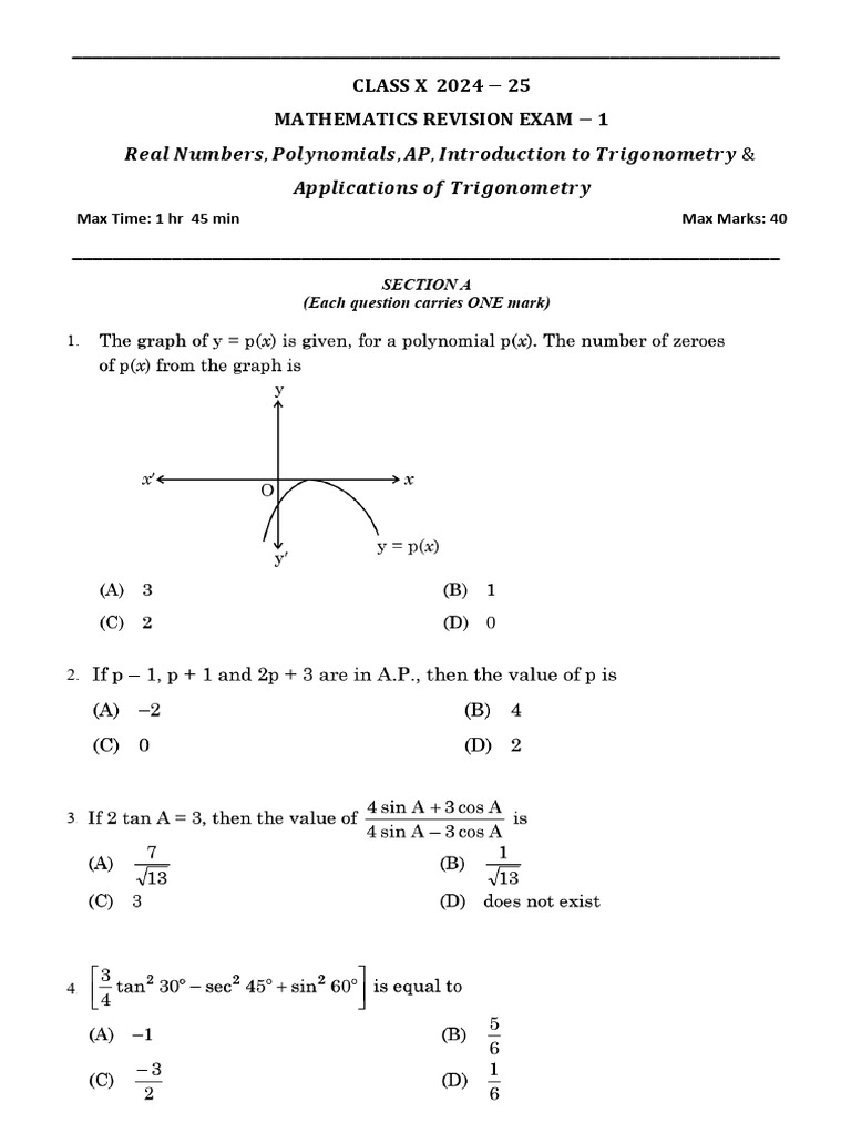10th - Math - 2024 - 25 QP - 8 | PDF