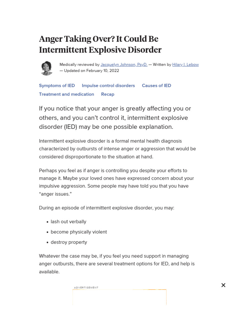 Intermittent Explosive Disorder - Why IED Isn't About Anger Issues ...