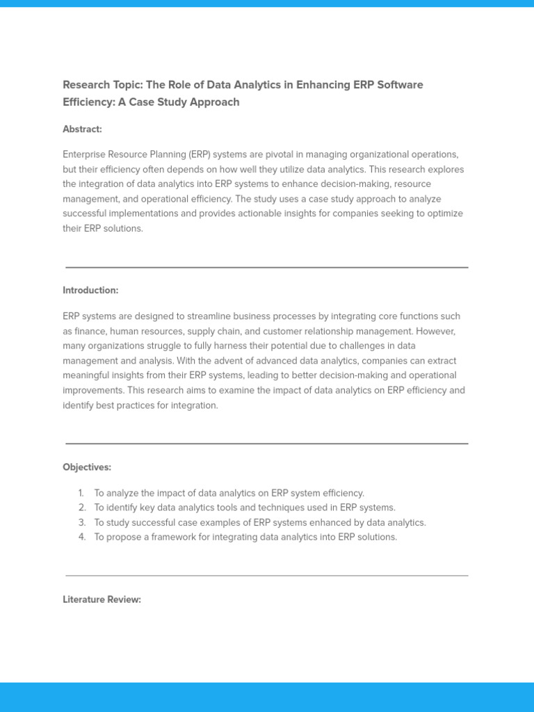 The Role of Data Analytics in Enhancing ERP Software Efficiency: A Case Study Approach | PDF ...