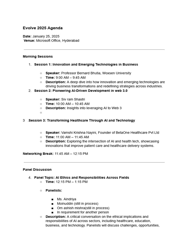 Evolve 2025 Agenda | PDF