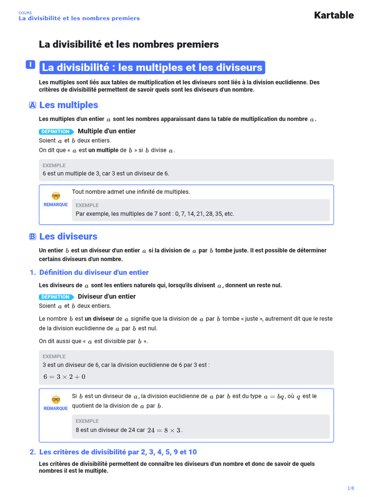 Divisibilité et Nombres Premiers | PDF | Nombre premier | Nombre