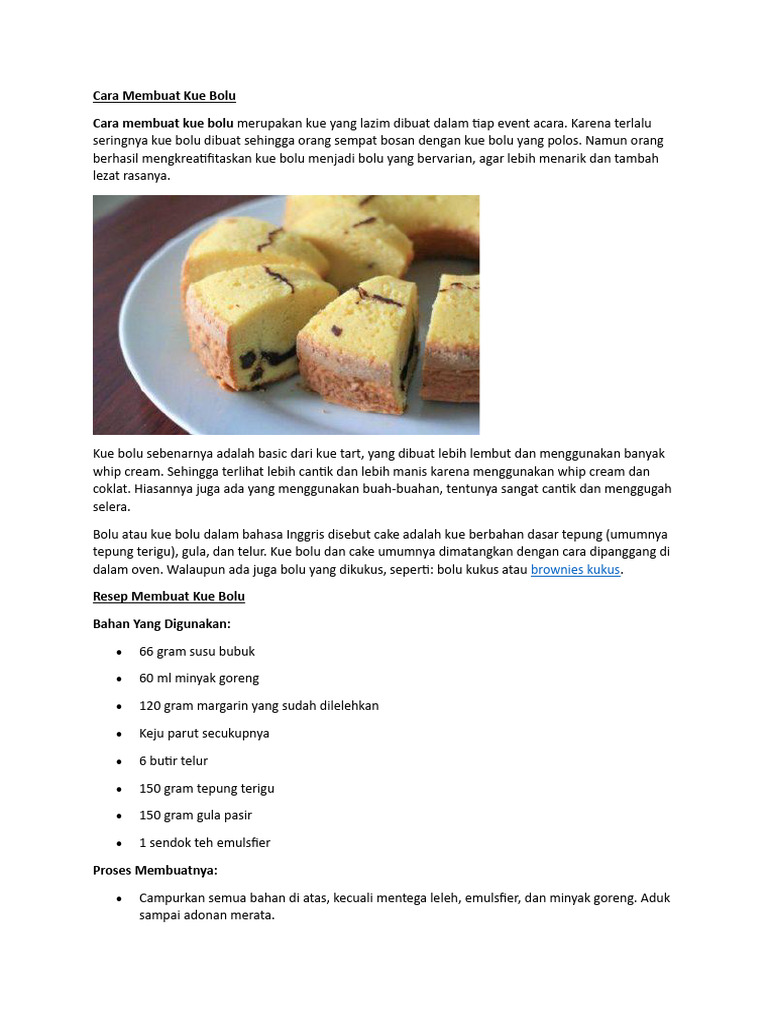 Cara Membuat Kue Bolu | PDF