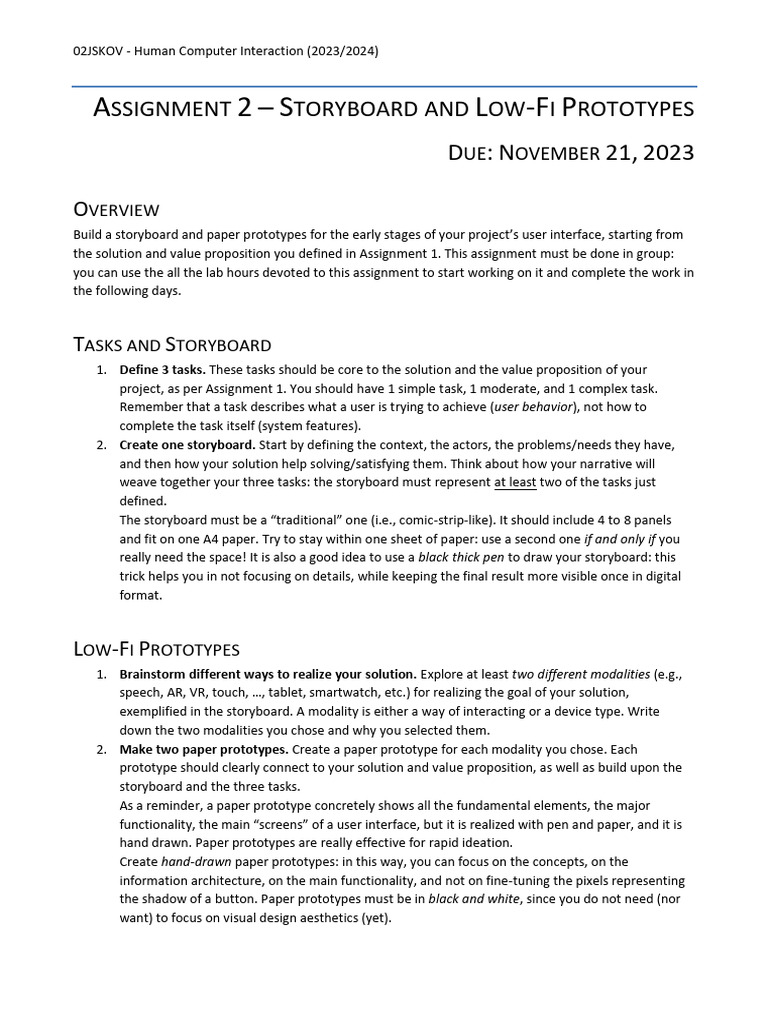A2-storyboard-paper-prototypes | PDF | User Interface | Prototype