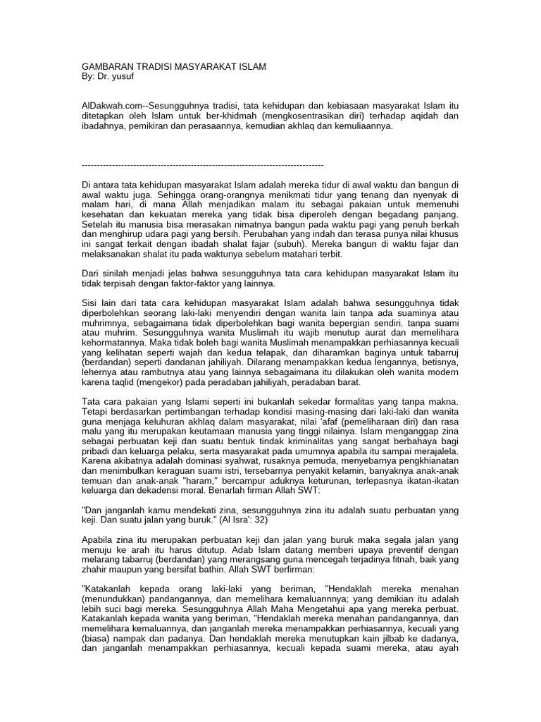 Gambaran Tradisi Masyarakat Islam | PDF