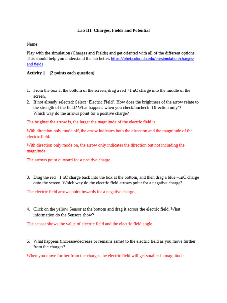 Physics Lab: Electric Fields & Charges | PDF | Electric Field | Voltage