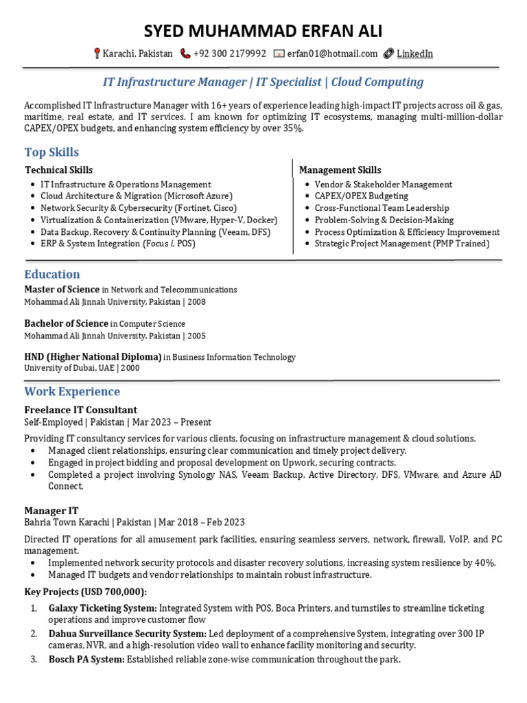 Erfan Ali Resume | PDF | Computer Network | Cloud Computing