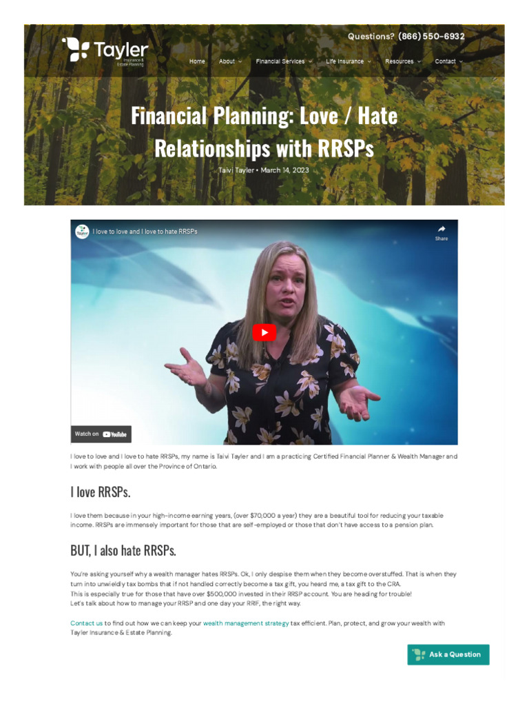 Financial Planning: Love / Hate Relationships With RRSPs | PDF | Taxes ...