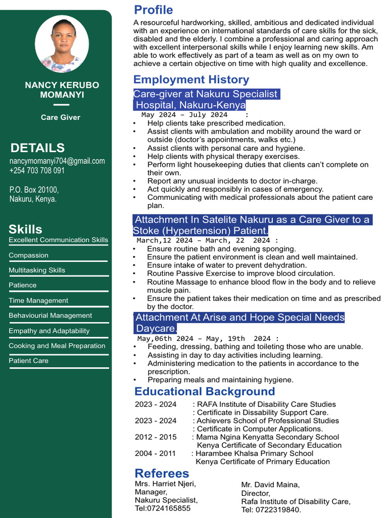 ATS CV NANCY KERUBO 2, | PDF | Health Care | Clinical Medicine