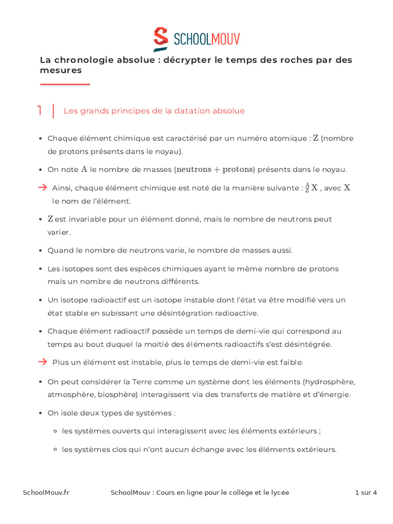 Datation absolue des roches expliquée | PDF | Éléments chimiques ...