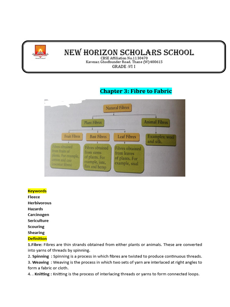 NOTES - GRADE 7 Fibre To Fabric-1 | PDF | Wool | Silk