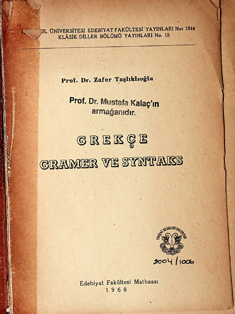 Grekçe Gramer Ve Syntaks | PDF
