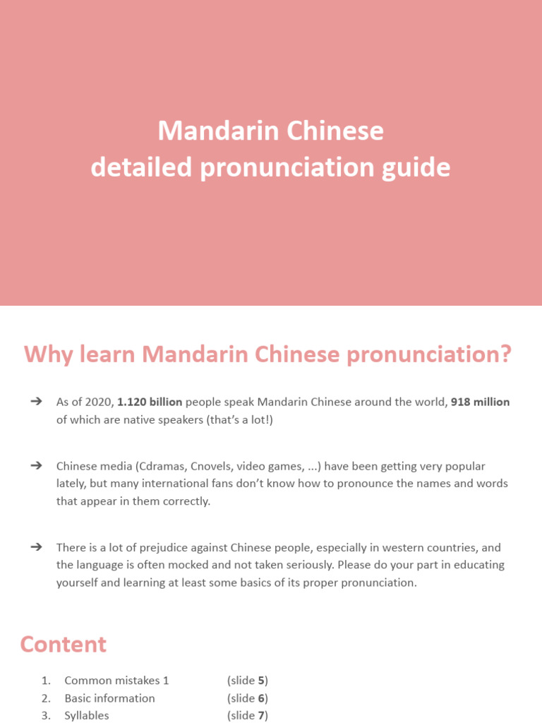 Mandarin Chinese Pronunciation Guide | PDF | Chinese Language | Pinyin