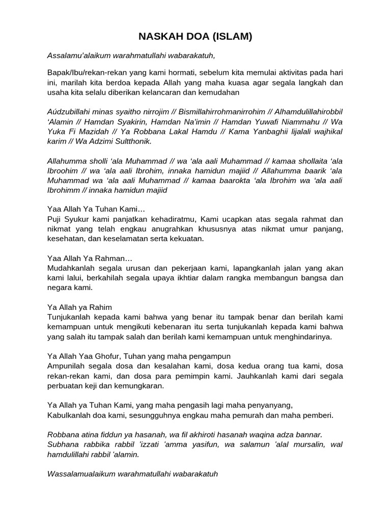 NASKAH DOA-ISLAM | PDF