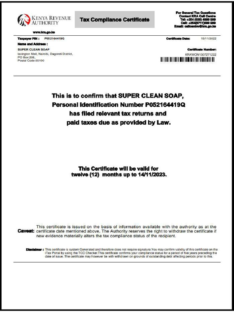 TCC Certificate | PDF