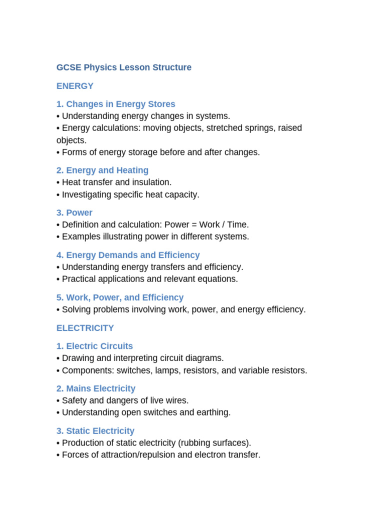 GCSE Physics Lesson Structure | PDF | Force | Waves