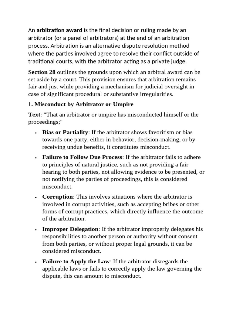 Grounds for Setting Aside Arbitration Awards | PDF | Arbitration ...