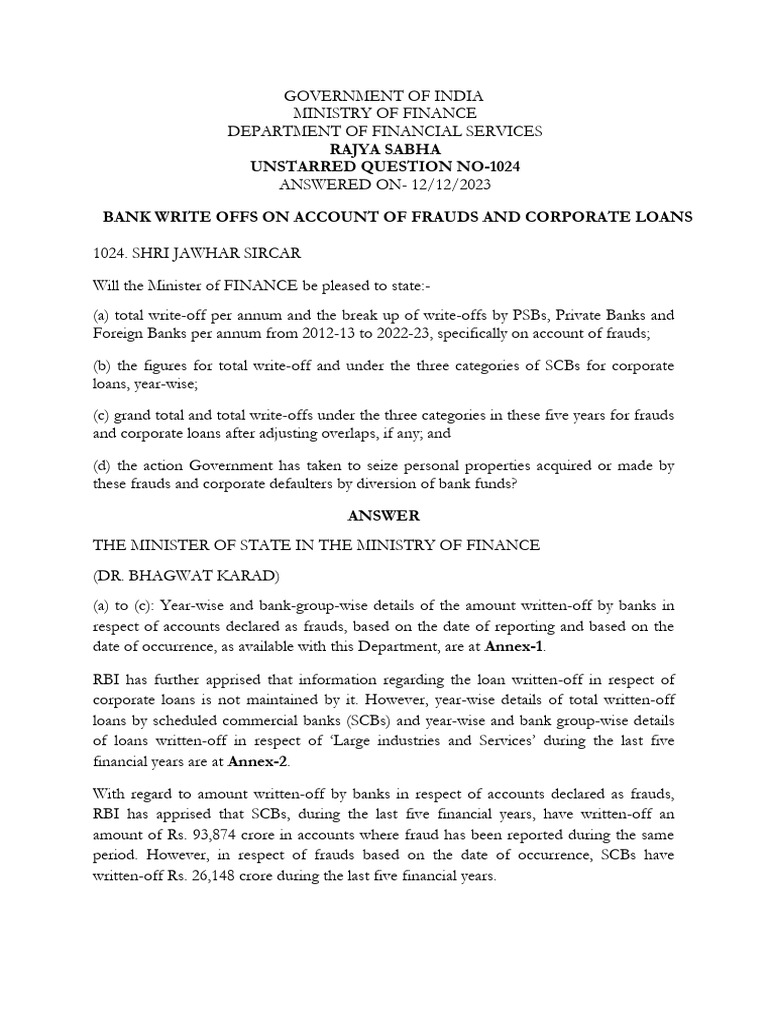 Bank Write-Offs: Fraud & Corporate Loans | PDF | Criminology | Crimes