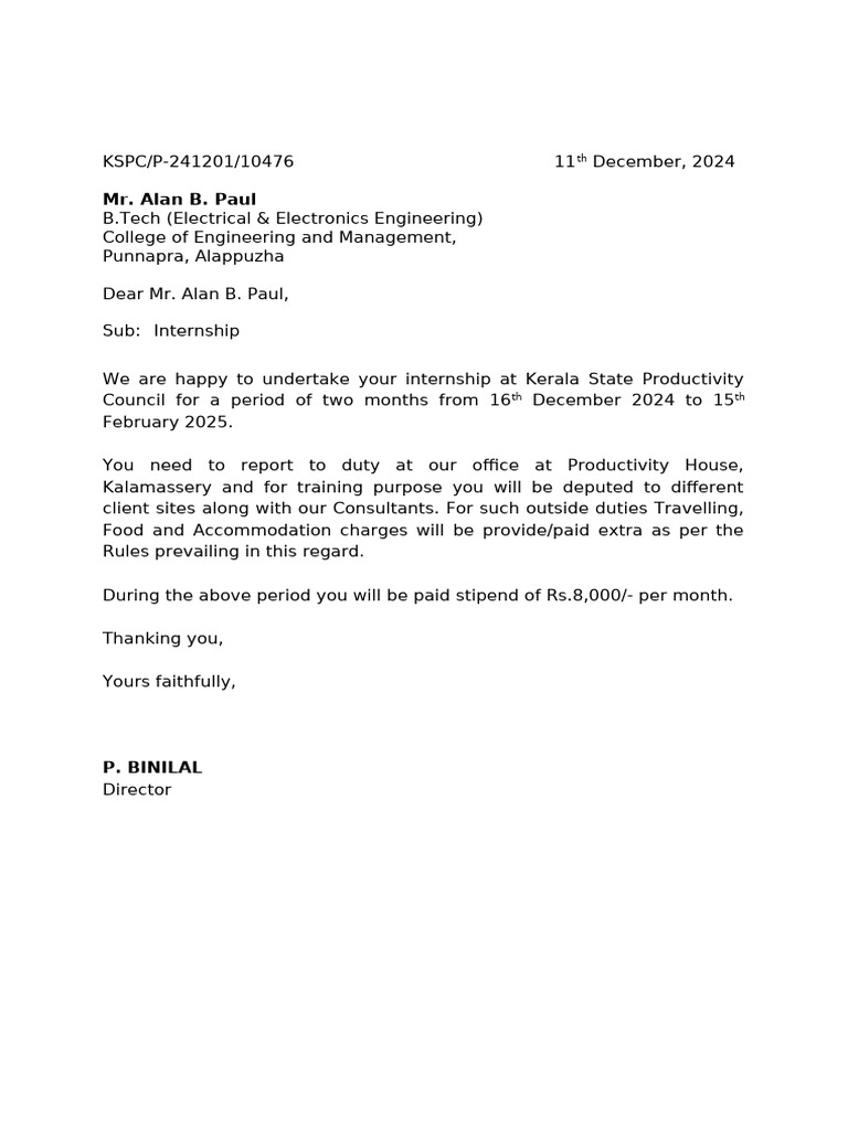 Mr. Alan B. Paul, COEM, Punnapra | PDF