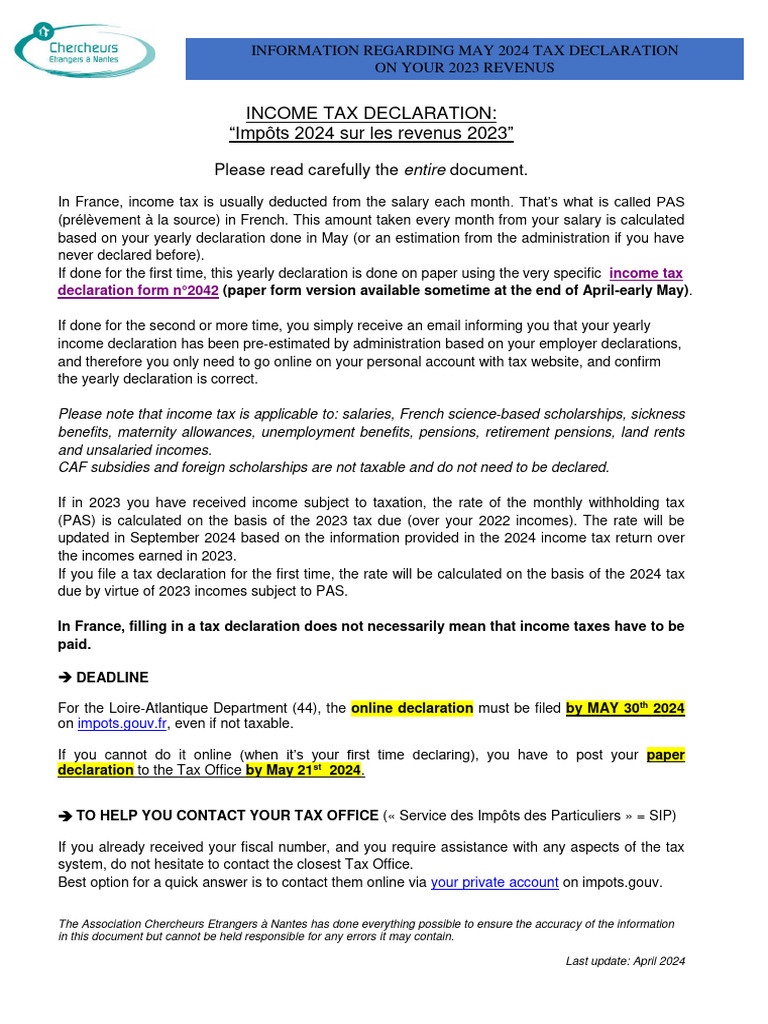 2024 Tax Declaration Guide for 2023 Income | PDF | Taxes | Income Tax