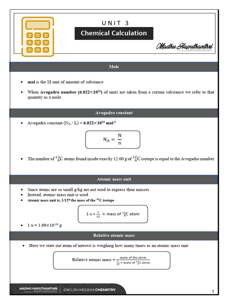 Unit 3-Note Guide | PDF | Titration | Chemistry