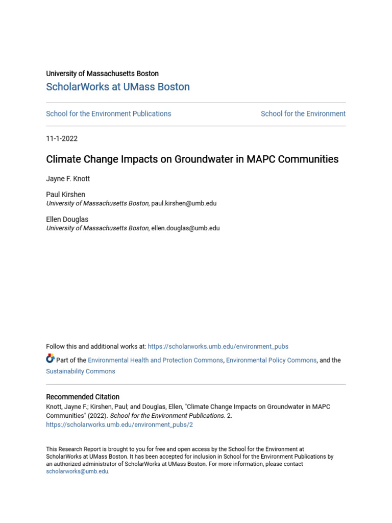 Climate Change Impacts on Groundwater in MAPC Communities | PDF ...