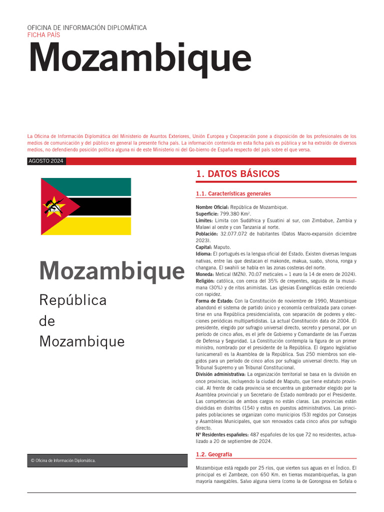 Ficha País: Mozambique | PDF | Mozambique