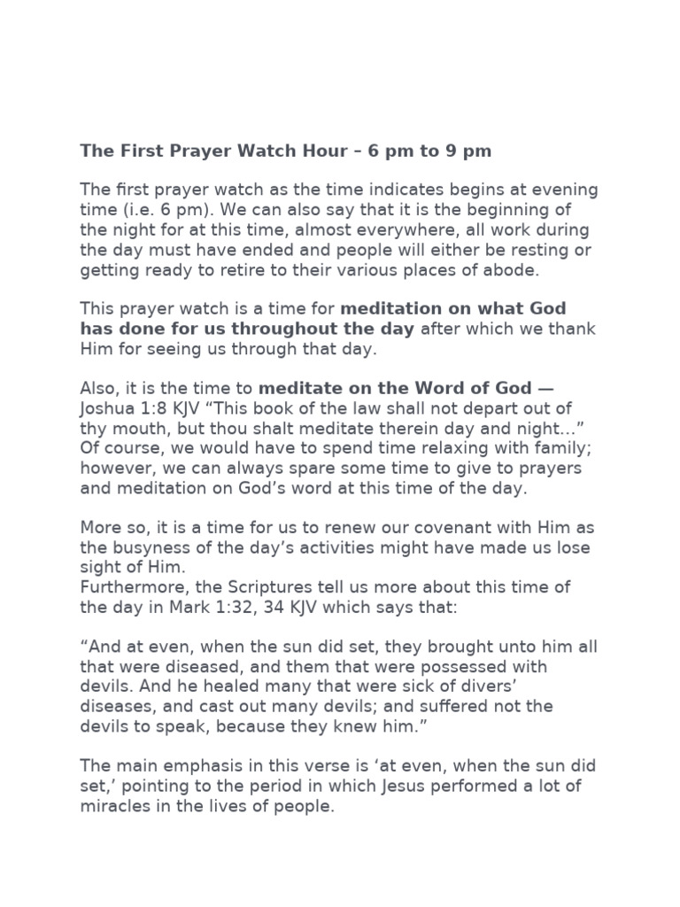 The First Prayer Watch Hour | PDF | Prayer | Jesus