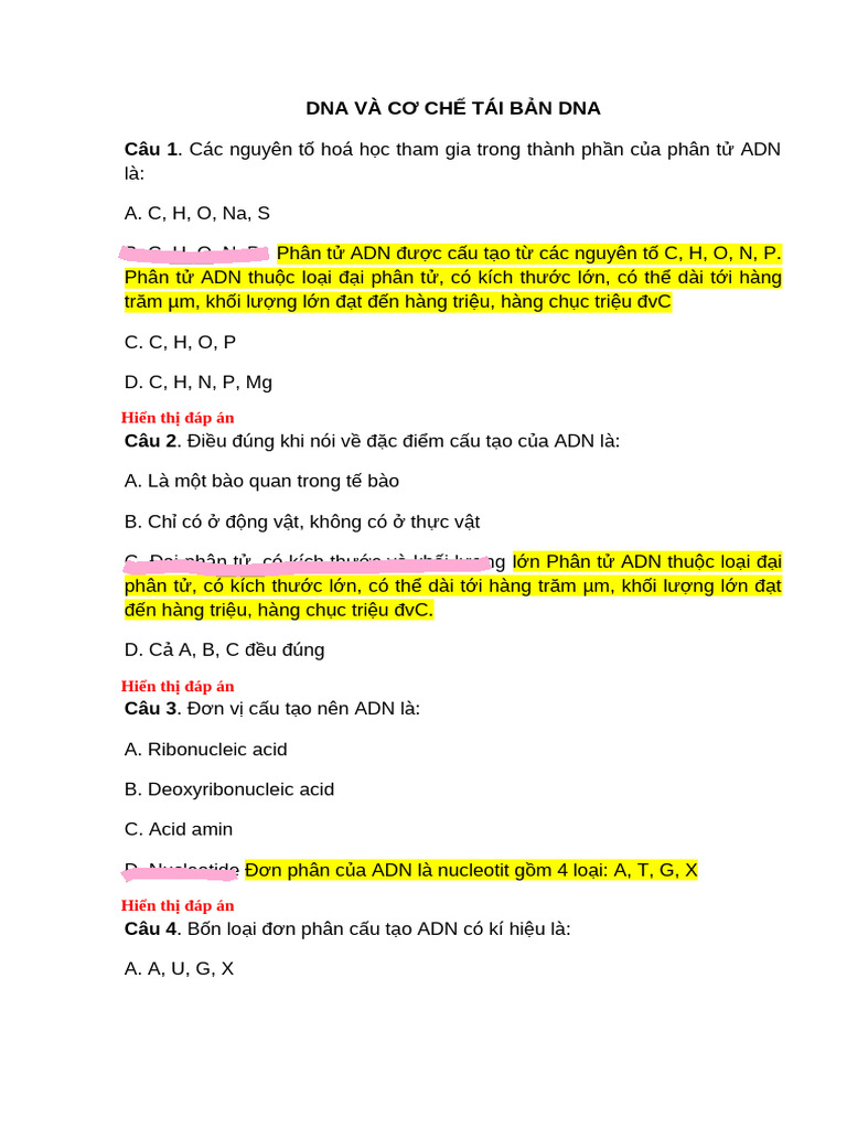 DNA VÀ CƠ CHẾ TÁI BẢN DNA | PDF