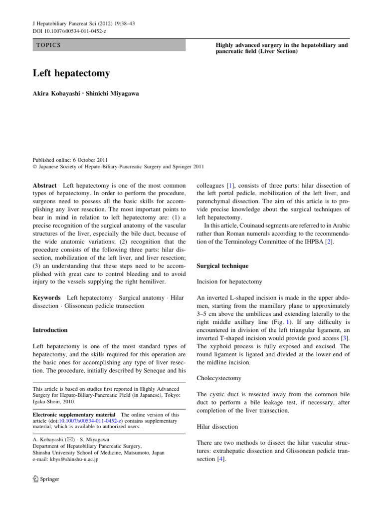 Left Hepatectomy Surgical Techniques | PDF | Liver | Abdomen