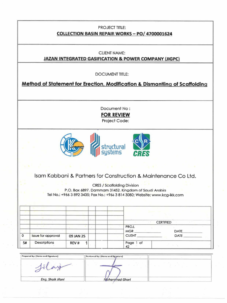 Method of Statementof Scaffolding Works - Rev.01 - 09 JAN 2025 | PDF