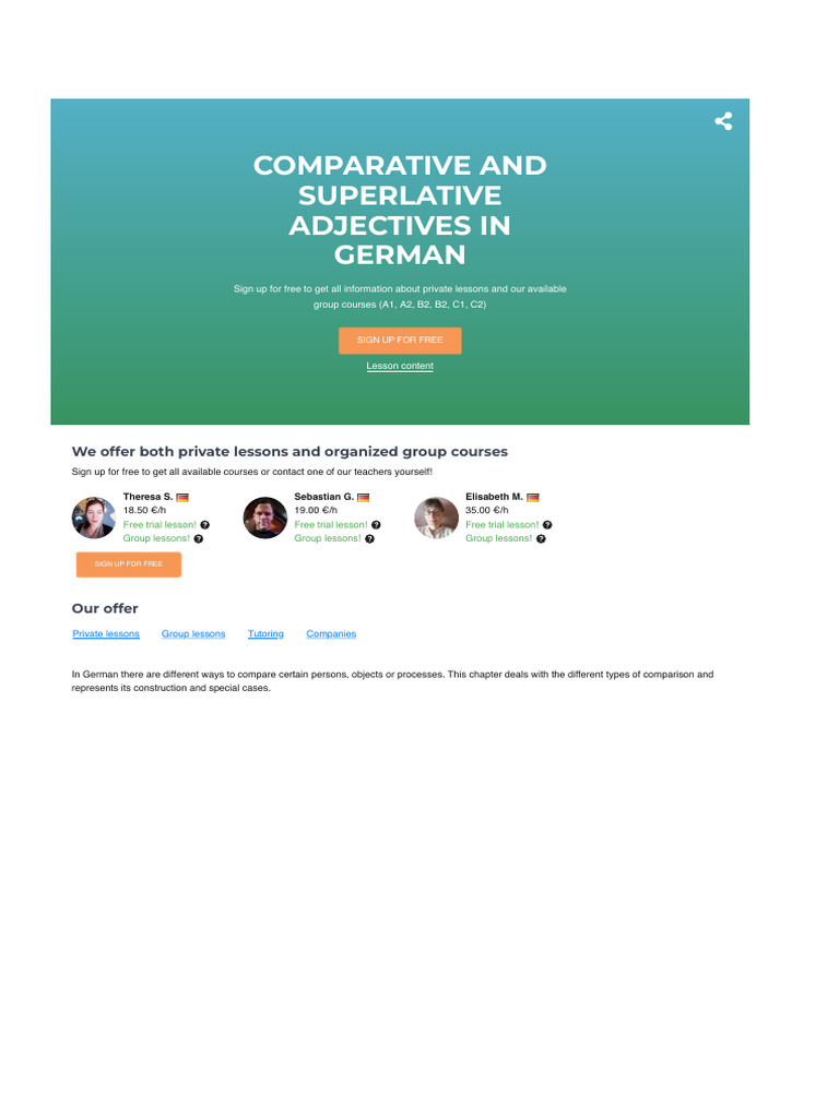 Comparative and Superlative Adjectives in German - Colanguage 3 | PDF ...