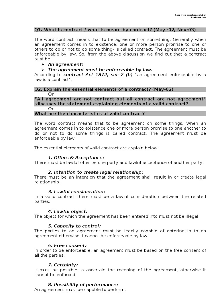 Business Law Contract Essentials Explained | PDF | Negotiable ...
