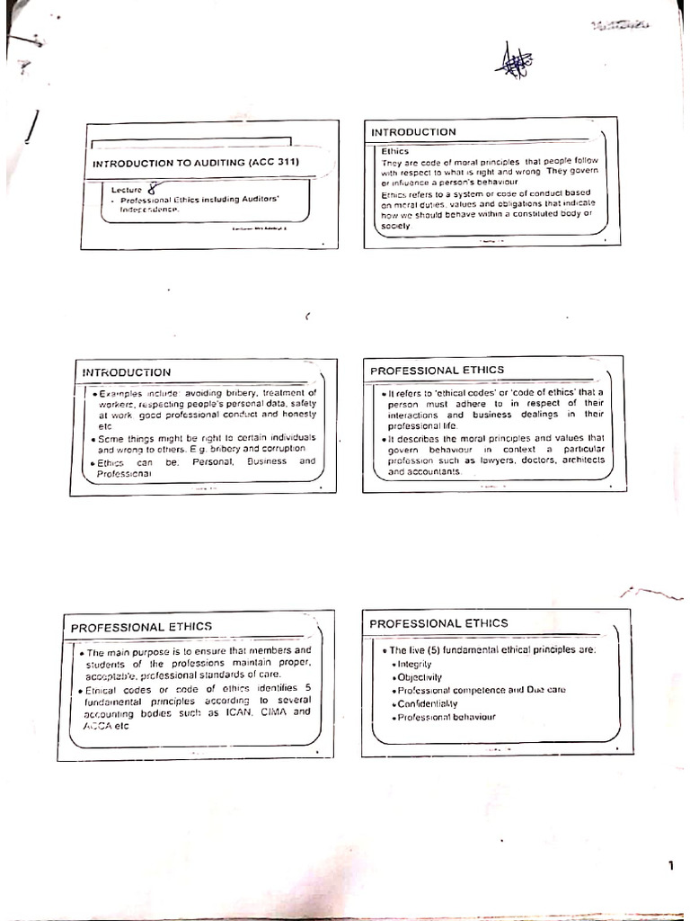 Professionalism Ethics Including Auditors Independence | PDF