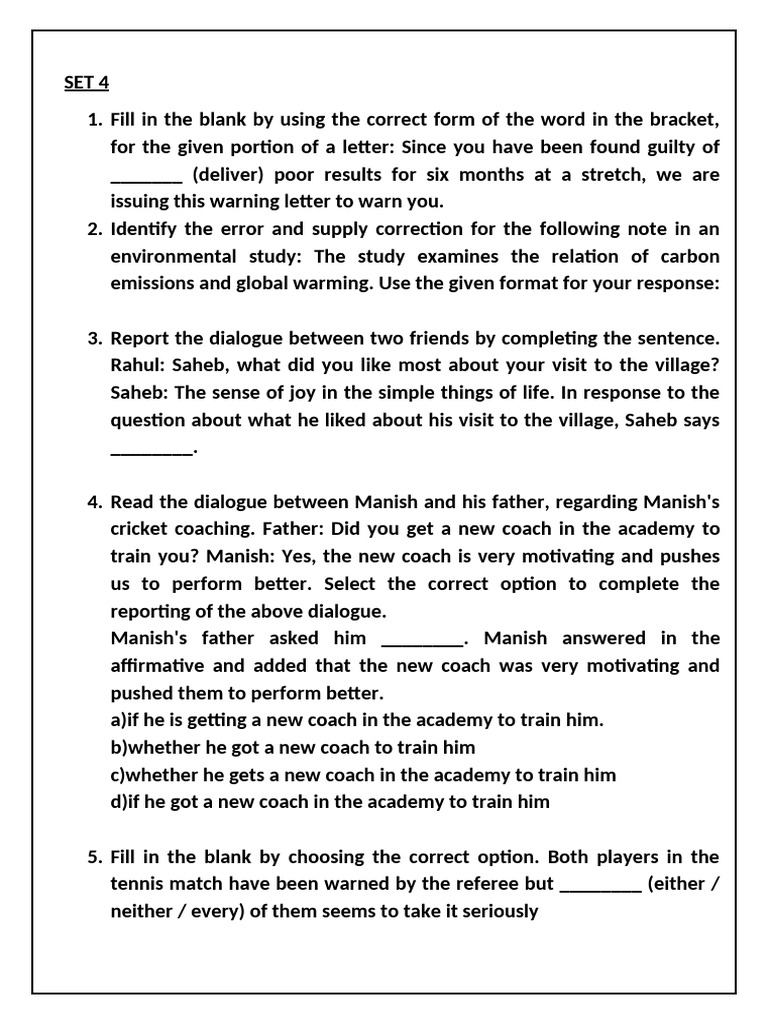 English Grammar - 30 Sets | PDF | Question