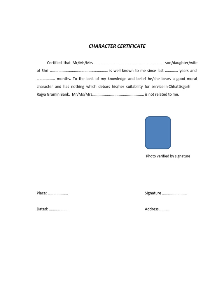 Character Certificate | PDF