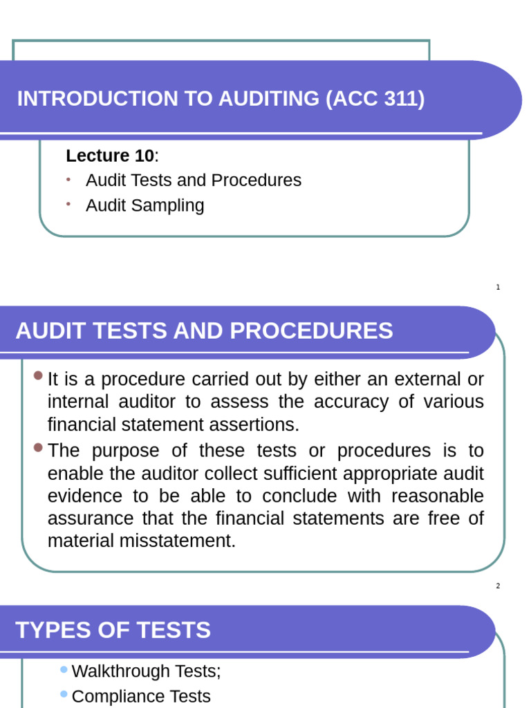 Lecture 10 Audit Test Procedures and Audit Sampling | PDF | Audit ...