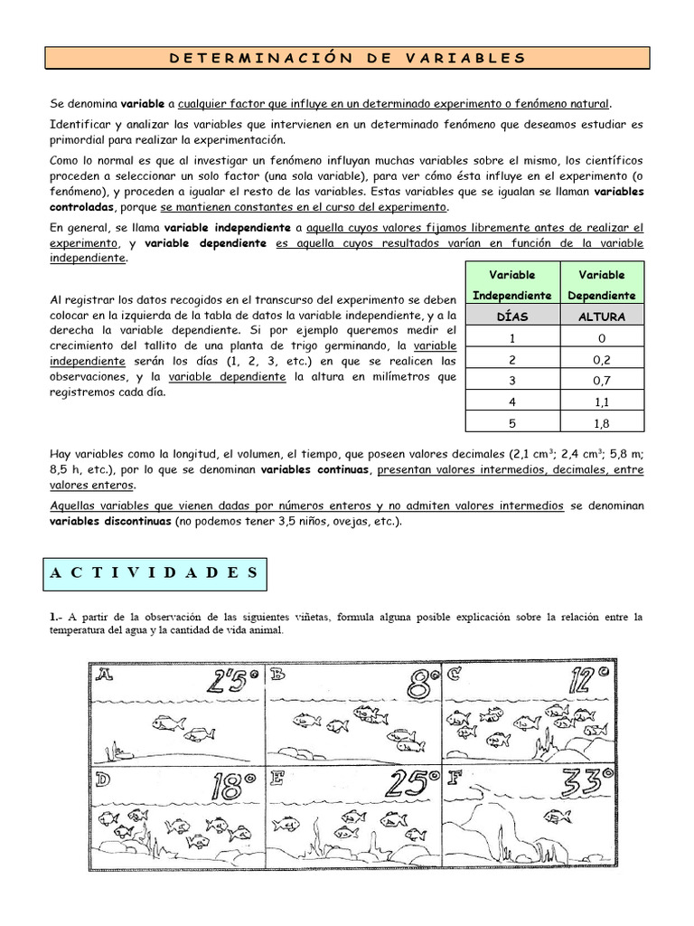 Variables en Experimentos Científicos | PDF | Variable (Matemáticas ...