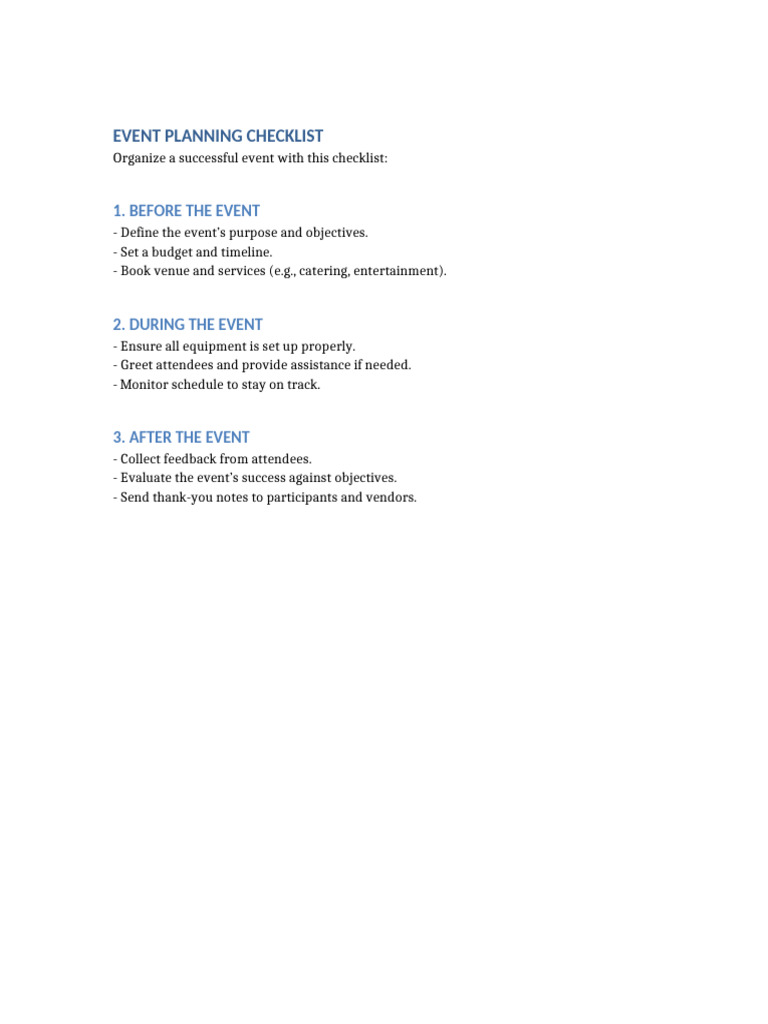 Event Planning Checklist | PDF