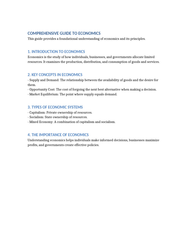Comprehensive Economics Guide | PDF
