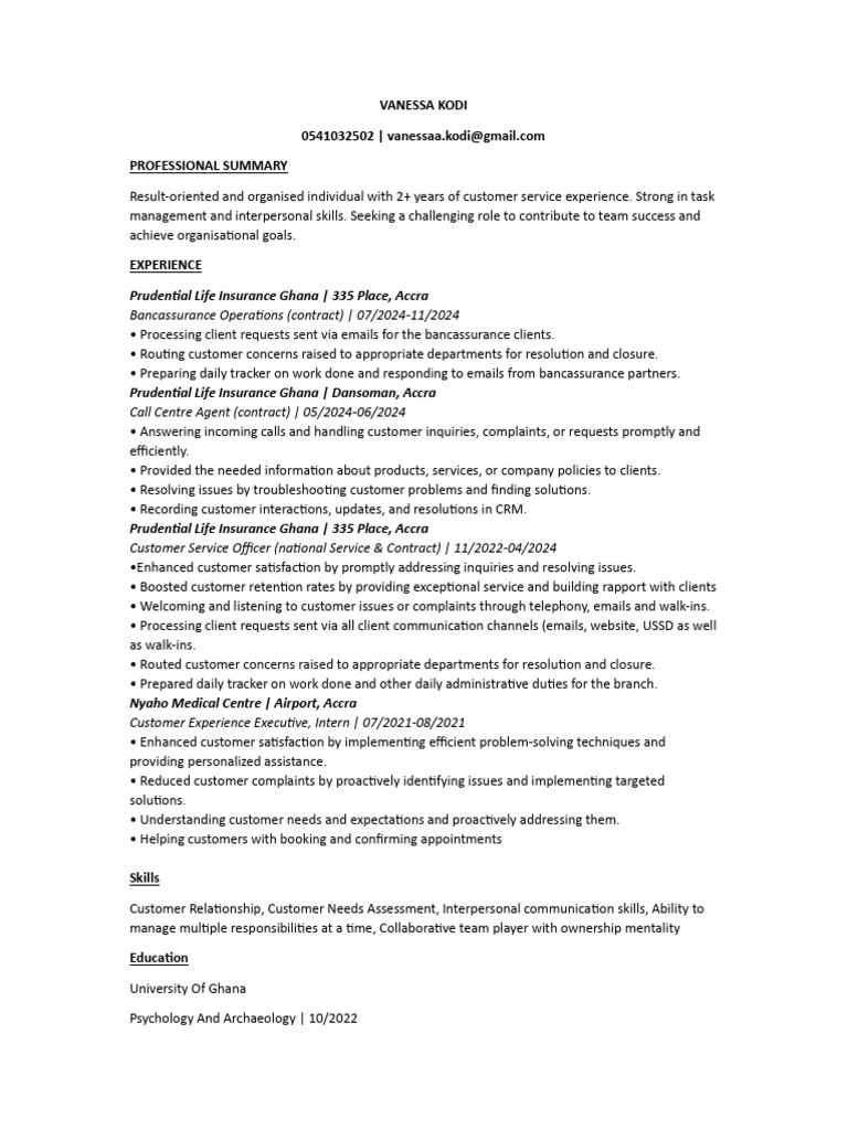 CV - Vanessa | PDF | Psychology