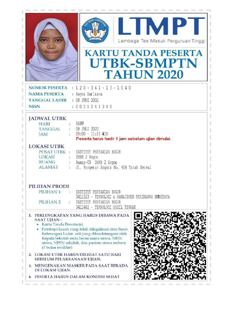 Kartu UTBK Rayna | PDF