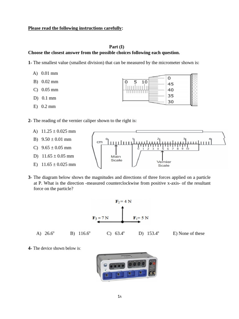 Sample (2) - Final Exam - Phys 1 Lab | PDF | Force | Physics