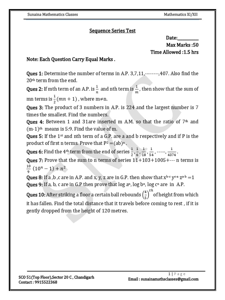 Sequence and series | PDF | Mathematics | Mathematical Concepts