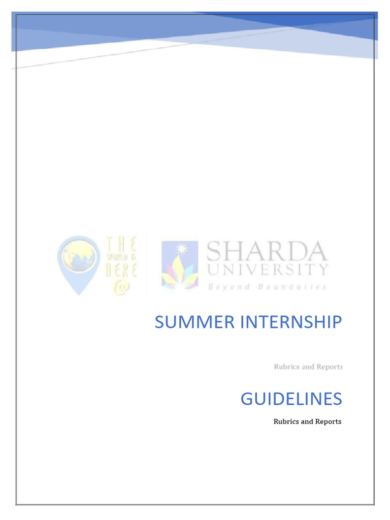 Summer Internship Guidelines Rubrics and Report Formats (Repaired ...