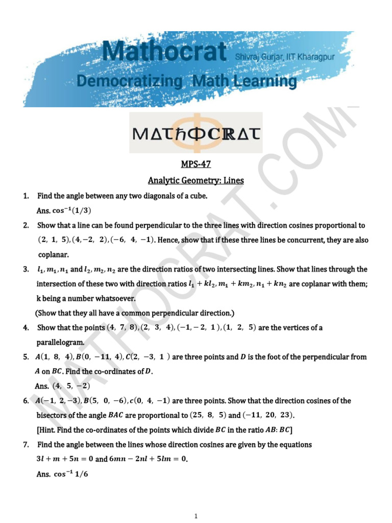 MPS 47 | PDF | Line (Geometry) | Mathematics