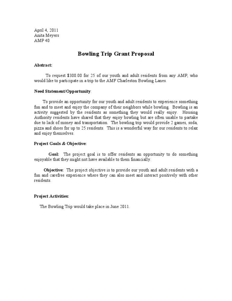 Bowling Proposal 2011 | PDF