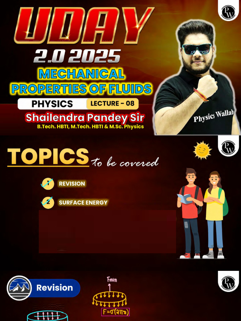 Mechanical Properties of Fluids 08 - Class Notes - Uday 2.0 2025 | PDF