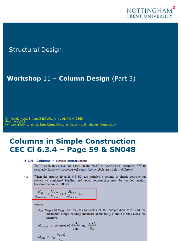Workshop 11 – Column Design (Part 3) Annotated | PDF | Components ...